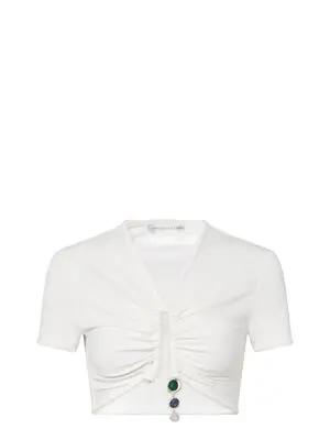 Christopher Esber Embellished V-neck Crop Top - White