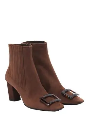 ROGER VIVIER Belle Vivier Suede Ankle Boots - Brown