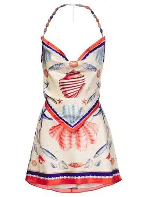 Retrofete Creta Embellished Silk-blend Satin Minidress - Multicoloured