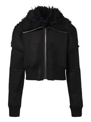Rick Owens Flight Cropped Leather Jacket - Black