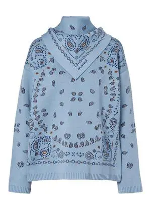Alanui Bandana Jacquard Virgin Wool Sweater - Blue