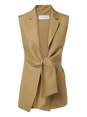 Max Mara Linen And Silk Twill Vest - Green