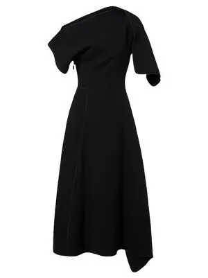 Maticevski Diadem Draped Asymmetric Midi Dress In Glow - Black