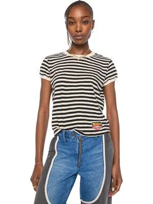 MOTHER The Boxy Goodie Goodie Stripe T-shirt - Black