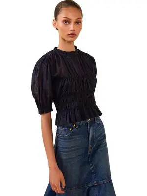 Ulla Johnson Ulla Johnson Rae Short Sleeve Cotton Top Nightfall