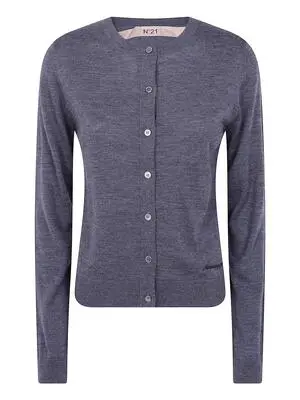 N.21 Long Sleeve Wool Cardigan - Gray