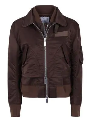 Sacai Nylon Twill Blouson Jacket - Brown