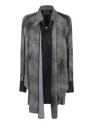 ZIGGY CHEN ZIGGY CHEN Long Sleeve Draped Silk Shirt