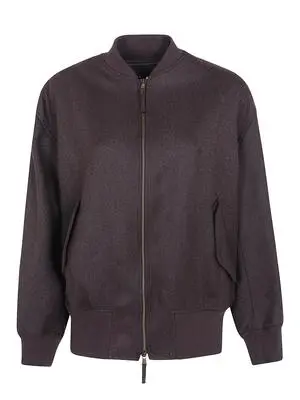 DRHOPE Maxi Bomber Jacket In Wool Blend - Brown