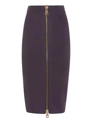 Elisabetta Franchi Knitted Midi Skirt With Zipper Detail - Brown