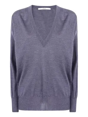 NUUR Long Sleeve V-neck Sweater - Gray
