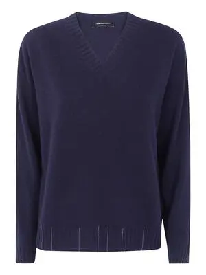 Fabiana Filippi V-neck Wool, Silk, And Cashmere Blend Sweater - Blue