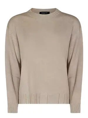 Fabiana Filippi Fabiana Filippi Ribbed-Trim Bead-Embellished Fine Knit Sweater Neutrals
