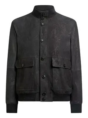 Etro Arnica Paisley-print Suede Bomber Jacket - Black