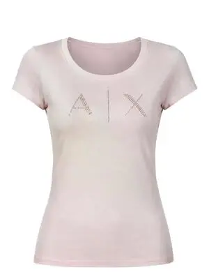Armani Exchange Logo Embellished T-shirt - Pink