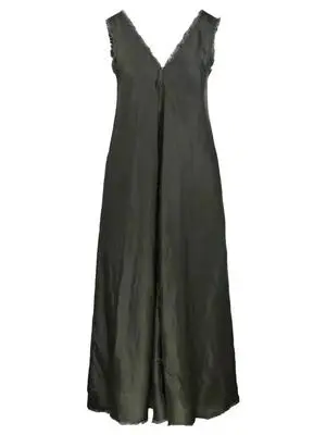 P.a.r.o.s.h P.A.R.O.S.H. Maxi Crinkled Dress With Frayed Edges Grey