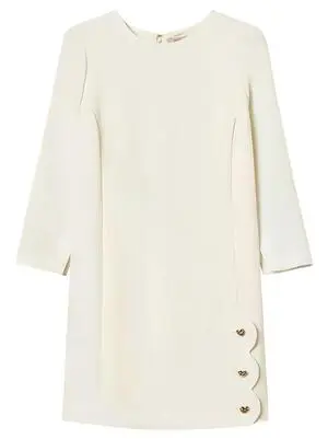 TWINSET Short Crêpe Dress With Heart-shaped Buttons - Neutrals