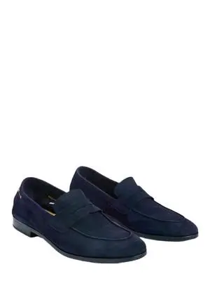 Paul Smith Suede Loafers With Penny Strap And Heel Detail - Blue