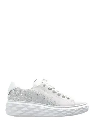 JIMMY CHOO Diamond Light Maxi Crystal-embellished Leather Sneakers - White