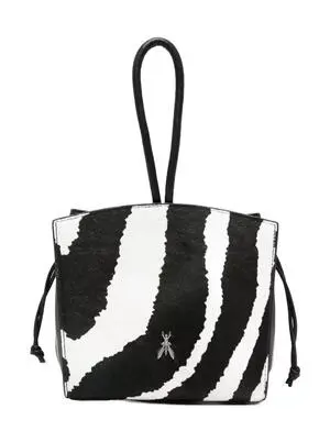 Patrizia Pepe Zebra-print Leather Clutch Bag - Black