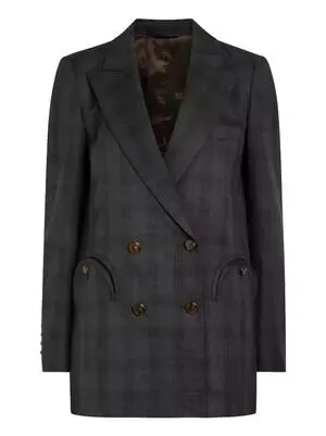 BLAZÉ MILANO Double-breasted Checked Blazer - Grey