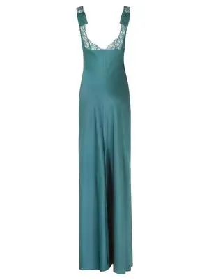 FORTE_FORTE Lace-trimmed Satin Maxi Dress - Blue