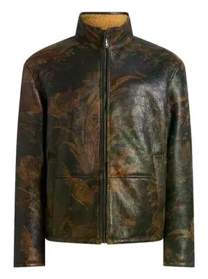 Etro Dark Animal And Floral Print Shearling-lined Jacket - Brown