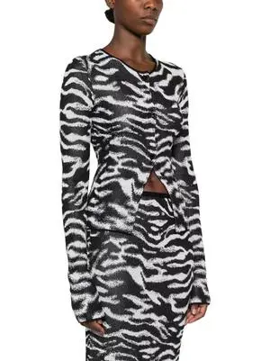 Attico Zebra-print Long-sleeve Cardigan - Black