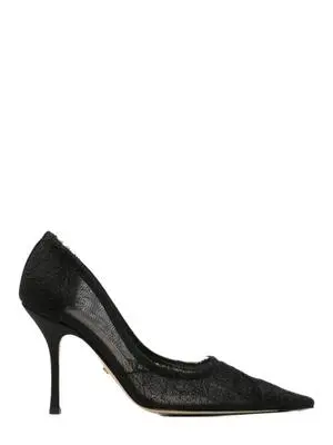Mach & Mach Devon Lace Heeled Pumps - Black
