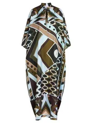 Emilio Pucci Geometric Print Tie-neck Dress - Brown