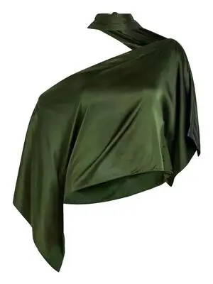 Alice + Olivia Rita One-shoulder Draped Top - Green