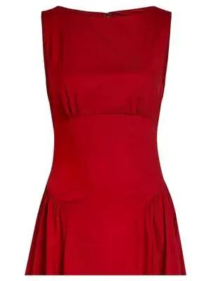 Staud Midi Fla Cotton Dress - Red