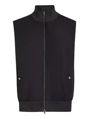 Herno Ribbed-trim Zip-up Gilet - Blue