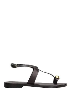DONNARÌ Gold-tone Pebble Flat Sandals - Brown