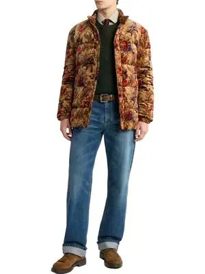 Etro Floral Print Velvet Padded Jacket - Neutrals