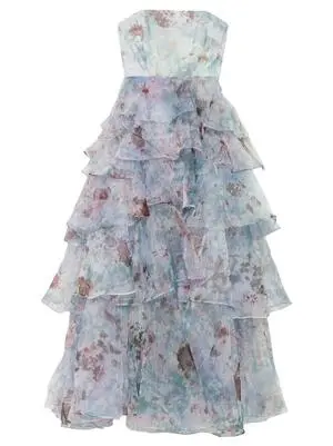 Aje Gabriella Tiered Floral Maxi Dress - Blue