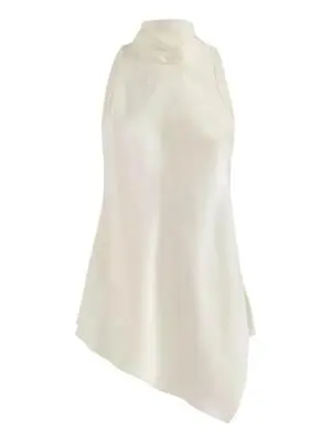 Brunello Cucinelli Brunello Cucinelli Asymmetric Halterneck Top Neutrals