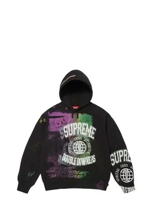 Supreme Graphic Print Hoodie - Black