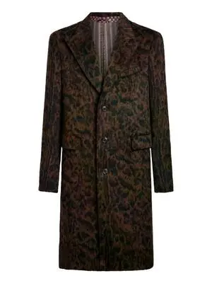 Etro Jacquard Animal Motif Coat - Brown