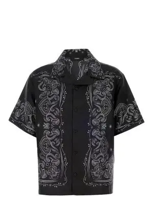 Amiri Bandana Paint Oversized Bowling Shirt - Black