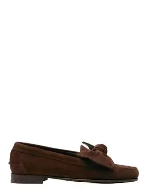 Hereu Bow Detail Suede Loafers - Brown