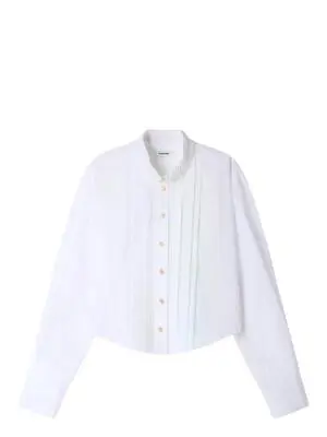 Sandro Pintucked Ruffled Collar Shirt - White