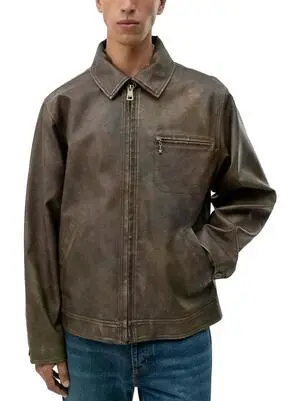 Hugo Zip-up Faux-leather Jacket - Brown