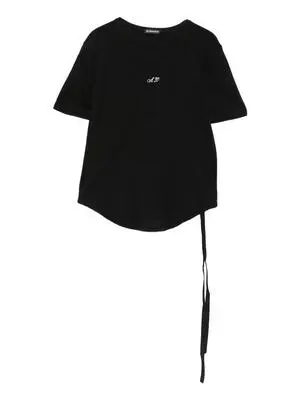 ANN DEMEULEMEESTER Logo Embroidered Ribbon Detail T-shirt - Black