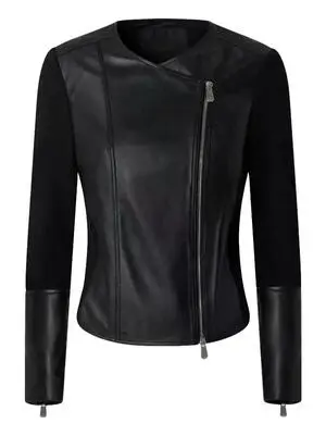 Pinko Leather Panelled Zipped Jacket - Black