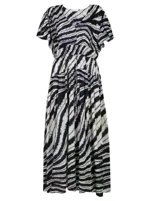 Ulla Johnson Ulla Johnson Lyria Midi Dress With V-Neck And Short Sleeves Black