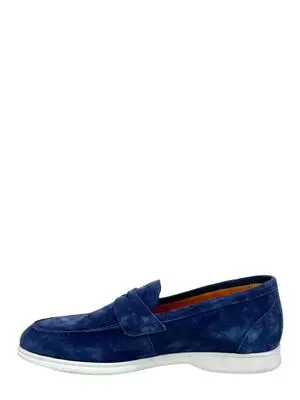 Kiton Calf Suede Penny Loafers - Blue