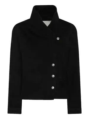 MARANT ETOILE Asymmetrical Denim Jacket With High Neck - Black