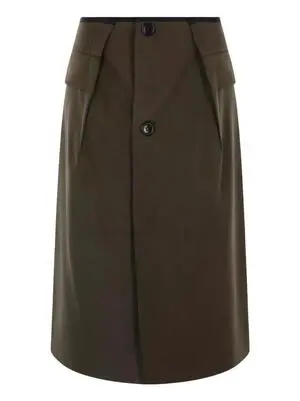 TER ET BANTINE Ter Et Bantine Button-Fastening Pleat-Detail Midi Skirt