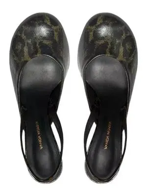 VANDA NOVAK Peggy Slingback Pumps With Leopard Print - Black